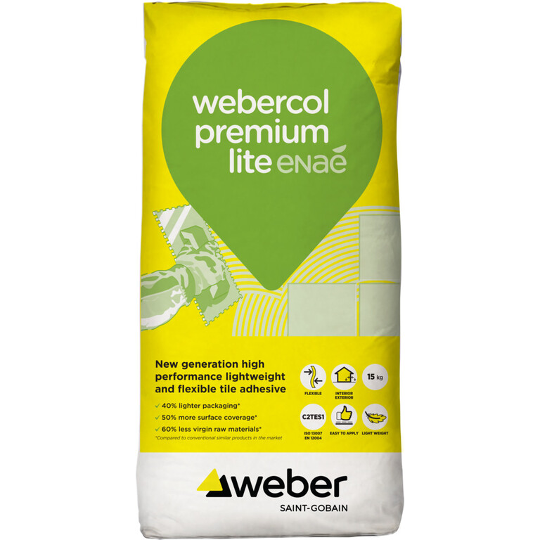 webercol premium lite enaé : Cementitious tile adhesives > Tile fixing ...